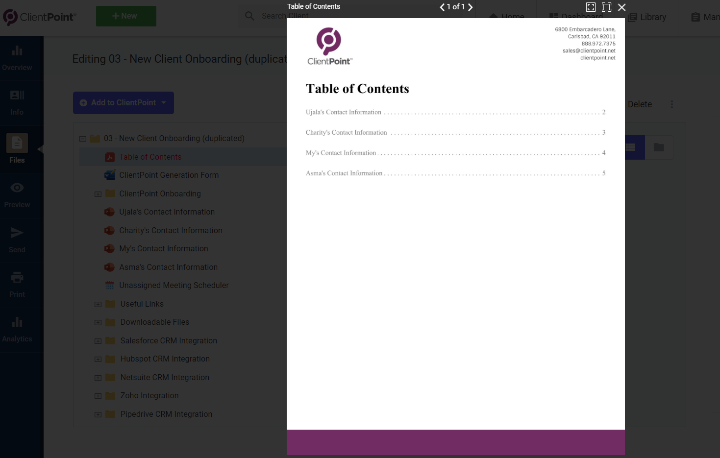 What is the table of contents (TOC) and why use it? – ClientPoint