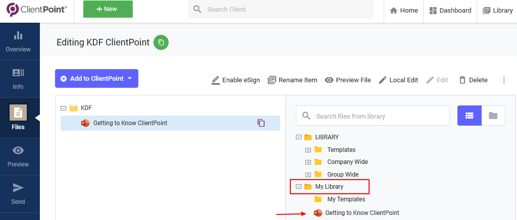 How to Add Files to My Library in the Files Section – ClientPoint